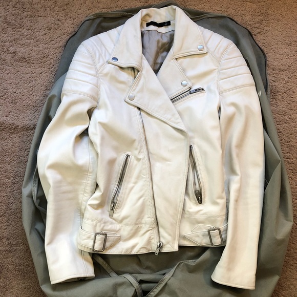 BLK DNM | Jackets & Coats | Blk Dnm Moto Leather Jacket Ivory S | Poshmark